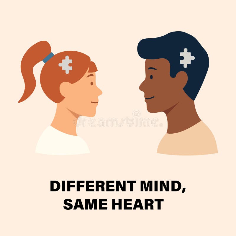 Different Mind,Same Heart. Inclusion. Equality. Human Rights. Religion Stock Illustration ...