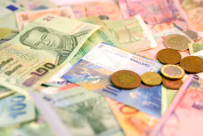Different Currency Note and Coins from Different Countries Background ...