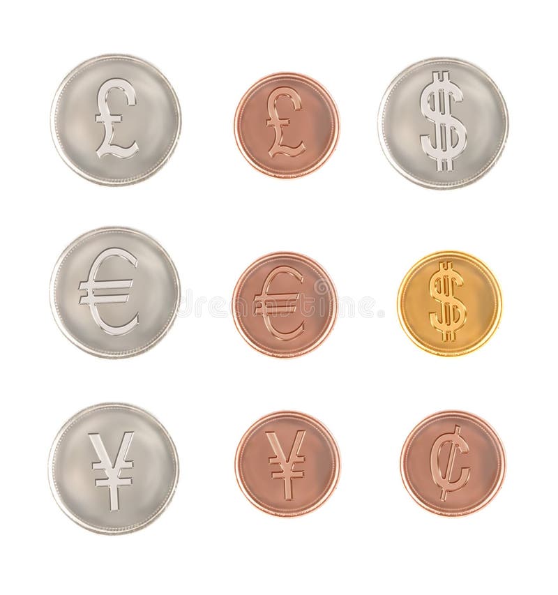 Different Currency Symbol Coins Stock Illustration - Illustration of ...