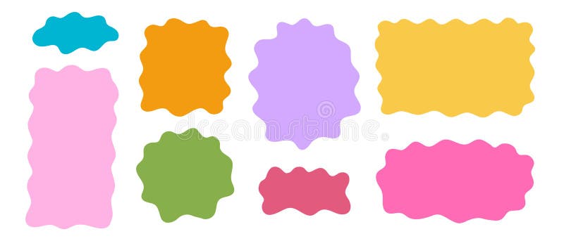 Different Cute Doodle Wavy Shapes. Set of Abstract Wiggly Psychedelic ...