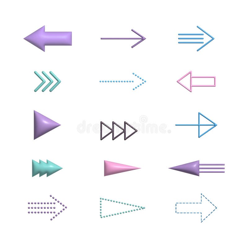Different 3D Arrows with Colorful for Direction, Element and Icon Stock ...
