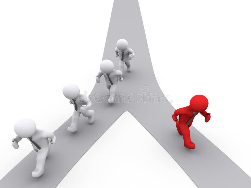 Person Is Running At The Opposite Direction From Others Stock ...