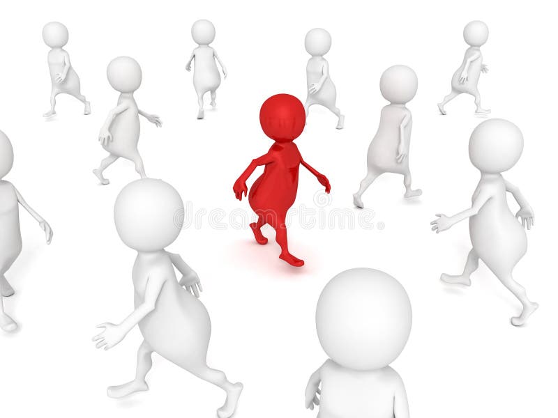 Different 3d Man Walks in Others Crowd Stock Illustration ...