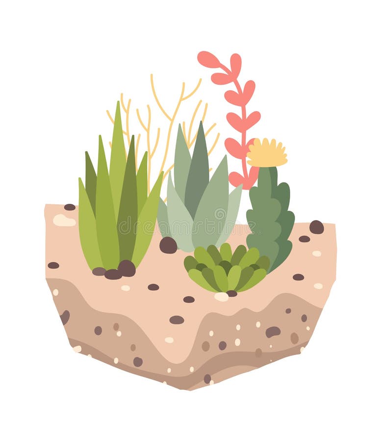Different Decorative Plants in Soil Flat Icon Houseplant Stock Vector - Illustration of ...