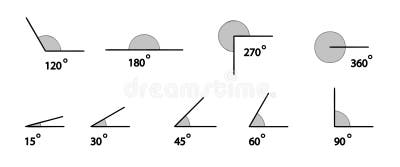 Different Degrees Angles Set. Geometric Mathematical Degree Angle ...