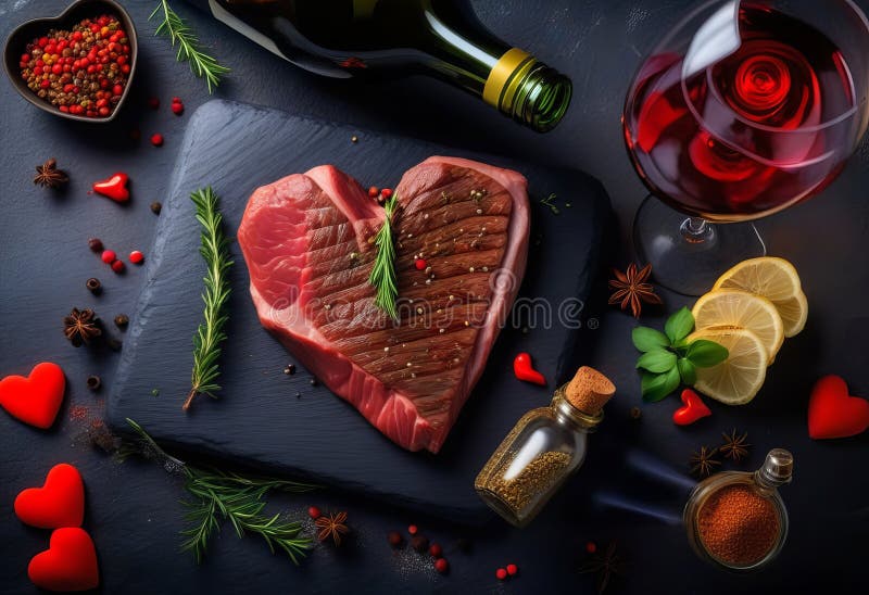 Different Degrees of Roasting Heart-shaped Beef Steak Stock ...