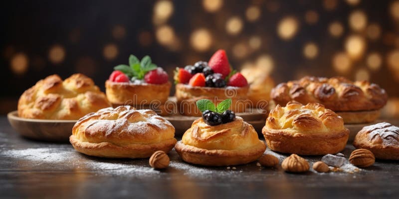 Different Delicious Fresh Baked Pastries. Stock Illustration ...