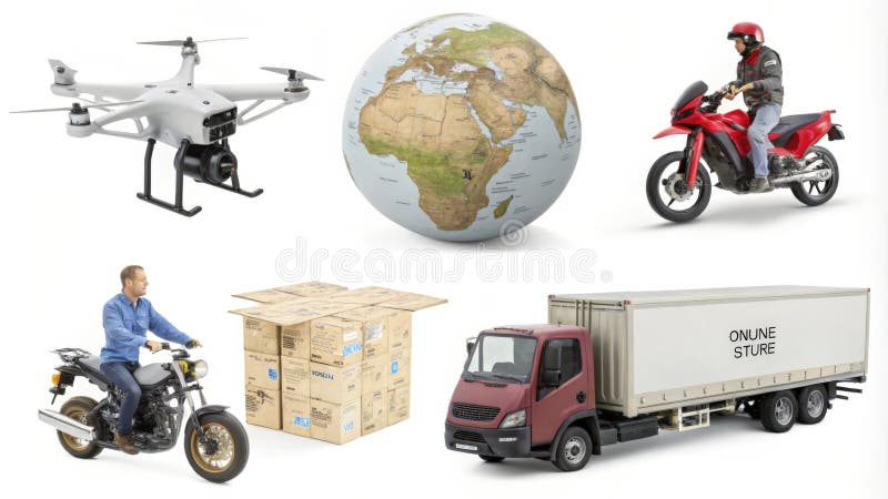 Logistics Delivery Motorcycle Truck Stock Illustrations – 853 Logistics ...