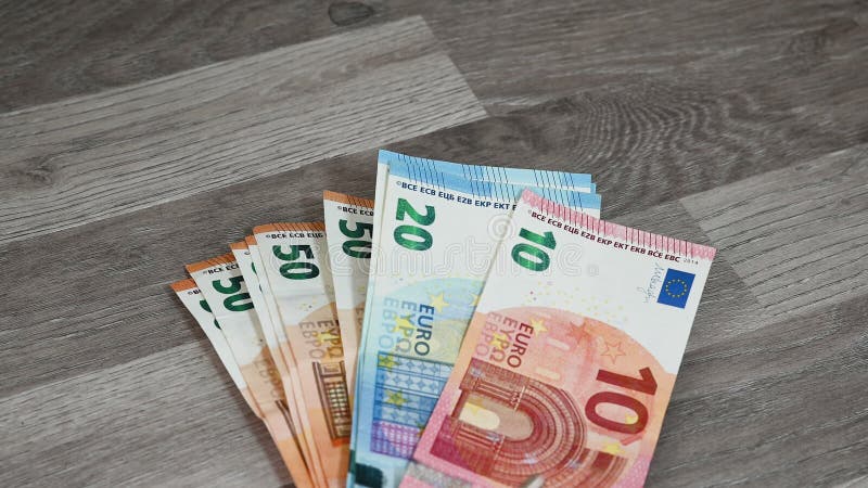 Different Denomination Euro Banknotes on the Table Stock Footage ...