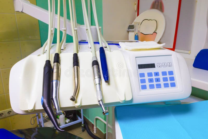Different Dental Instruments and Tools in a Dentists Office Stock Photo ...