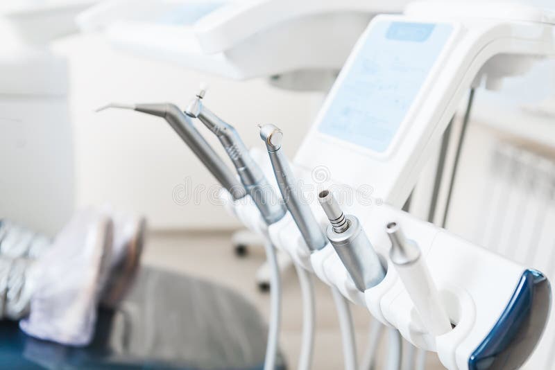 Different Dental Instruments and Tools in a Dentists Office Stock Photo ...