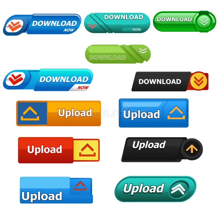 Different Design of Download and Upload Button Stock Vector ...