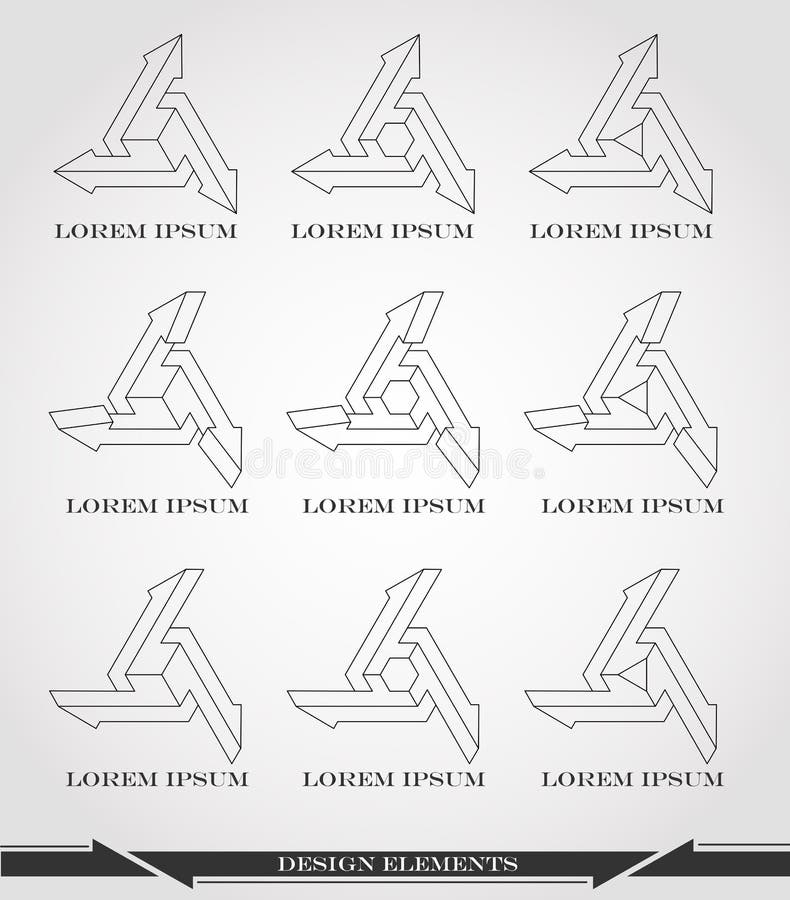 9 Different Design Elements Stock Illustration - Illustration of arrows ...
