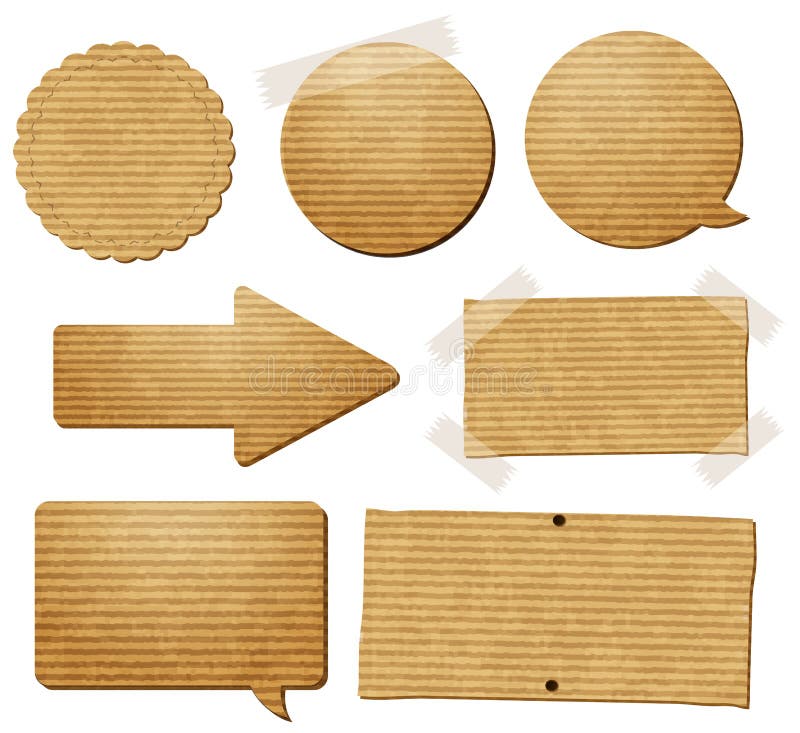Different Design of Labels with Cardboard Texture Stock Vector ...