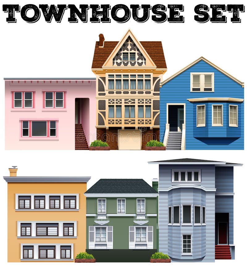 Row Houses Clip Art House Stock Illustrations – 82 Row Houses Clip Art ...