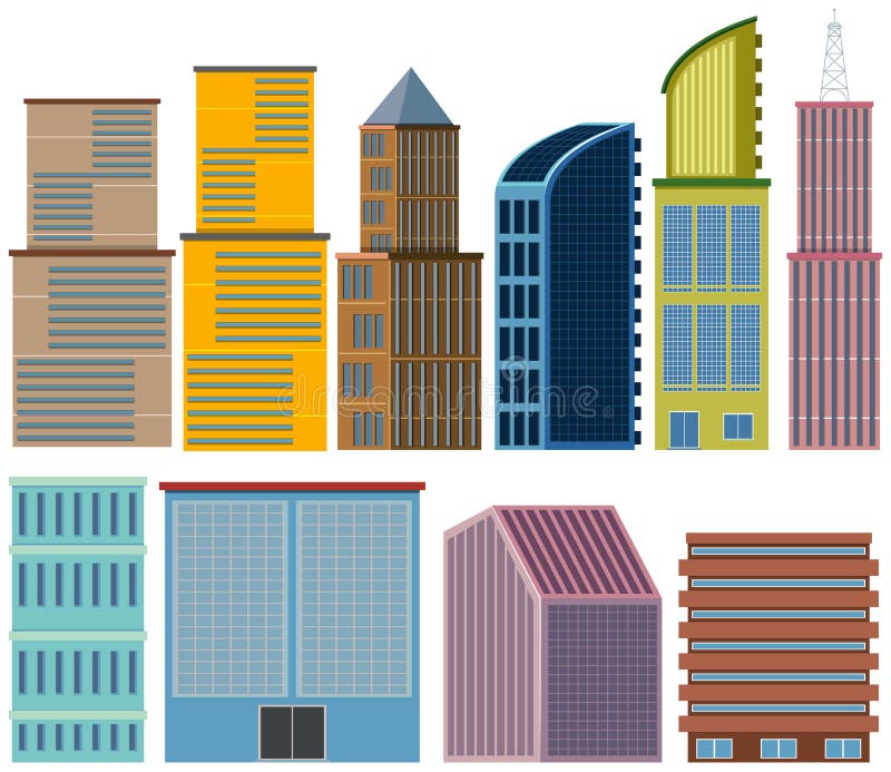Different Designs of Buildings Stock Vector - Illustration of hotel ...
