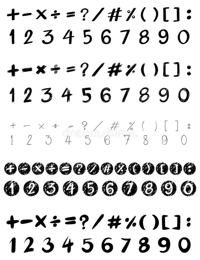 Different Designs for Numbers and Signs Stock Vector - Illustration of ...