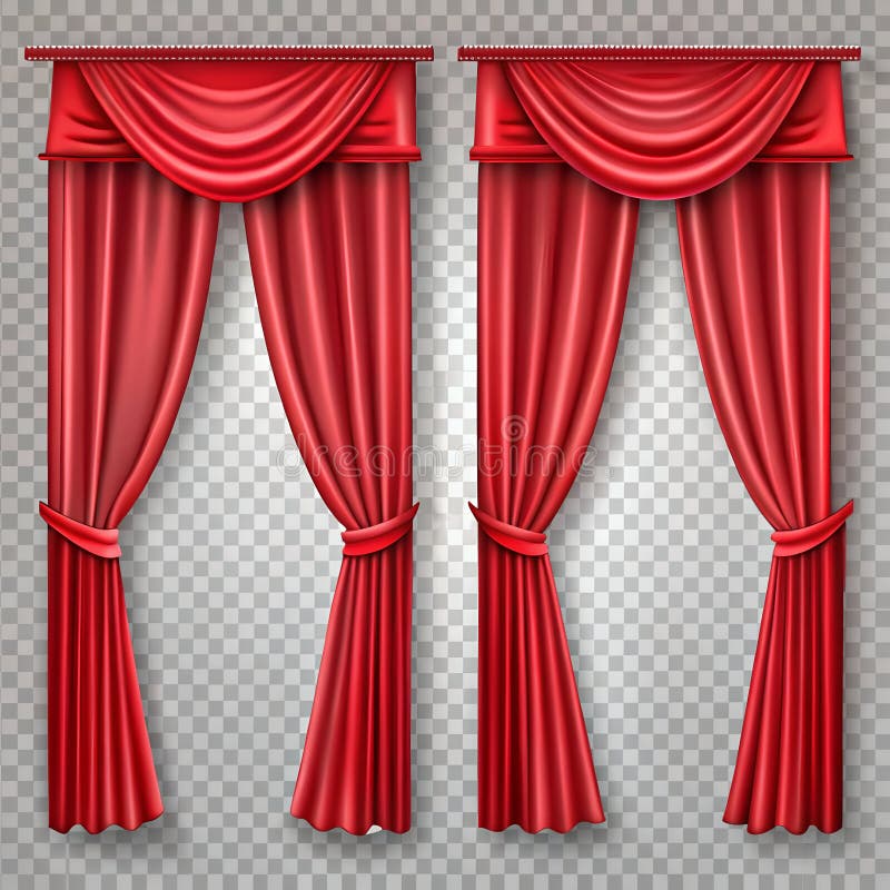 Different Designs of Red Curtains Isolated on Transparent Background ...
