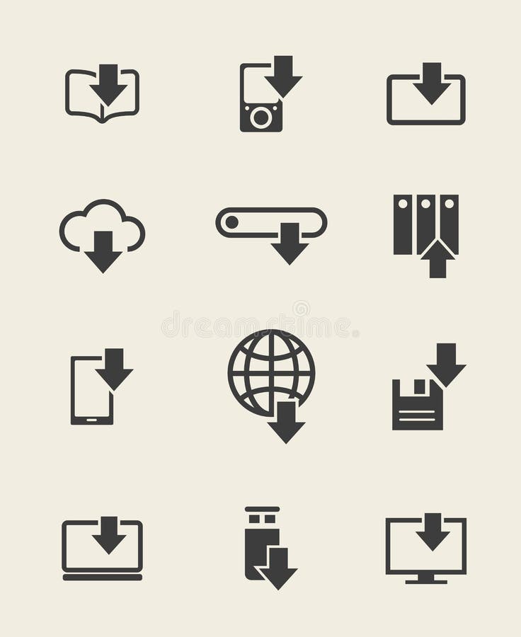 Different Devices Download Icons Stock Vector - Illustration of global ...