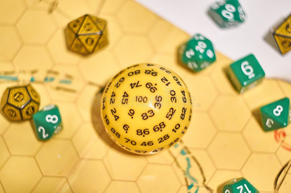 Different Dice for Playing Role-playing Games, Random Color. D100 Stock ...