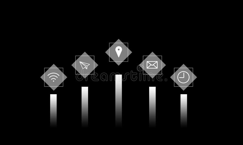 Different Digital Marketing Icons on Background Stock Illustration ...