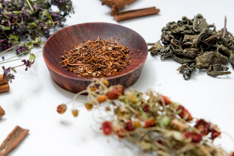 Different Ding of Teas on White Background: Green Tea, Red Tea, Stock ...