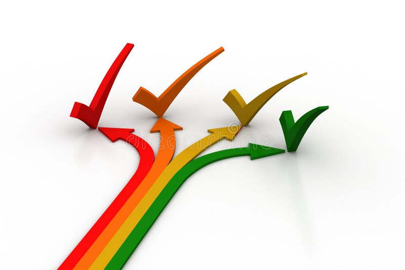 Different Direction Arrows with Check Mark Stock Illustration ...