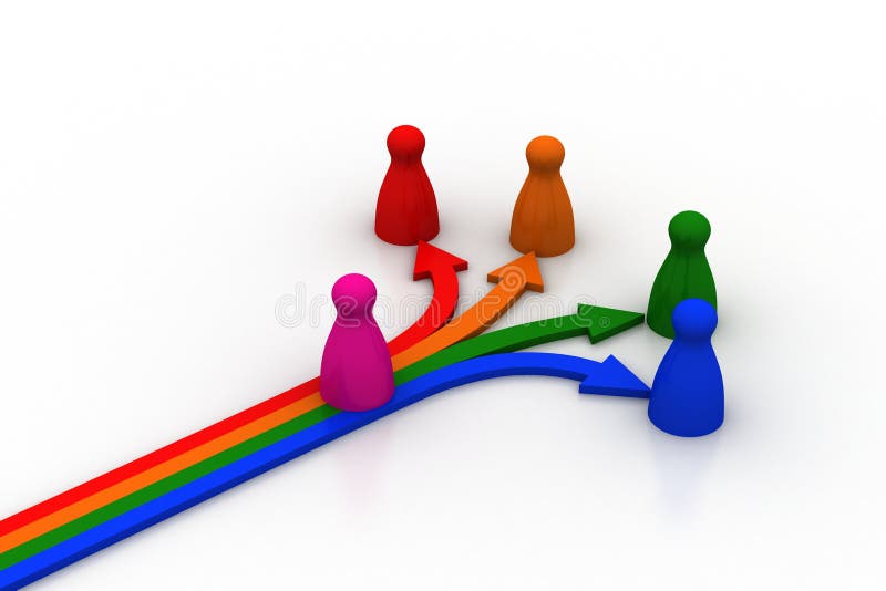 Different Direction Arrows with Peoples Icon Stock Illustration ...