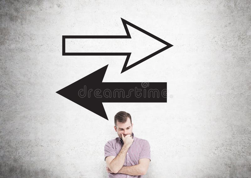 Top View of Feet and Different Direction Arrows with Question Mark on ...