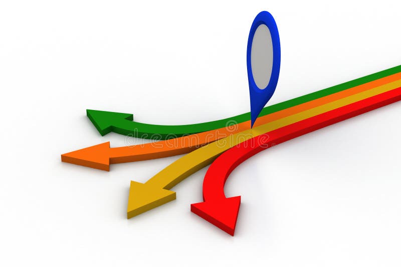 Different Direction with Map Locator Stock Illustration - Illustration ...