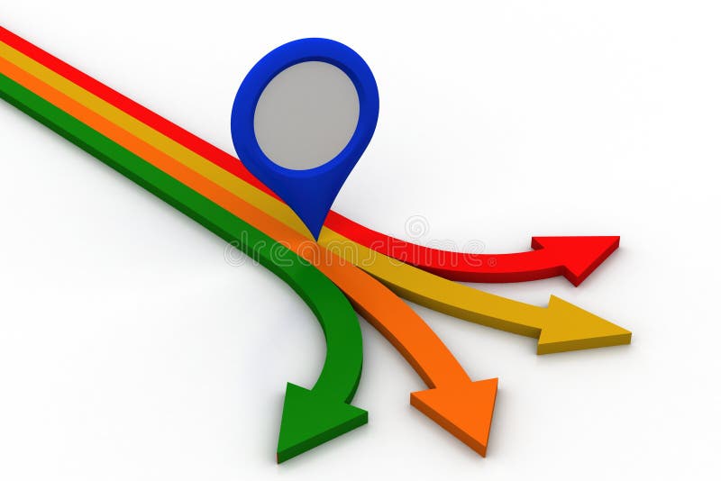 Different Direction with Map Locator Stock Illustration - Illustration ...