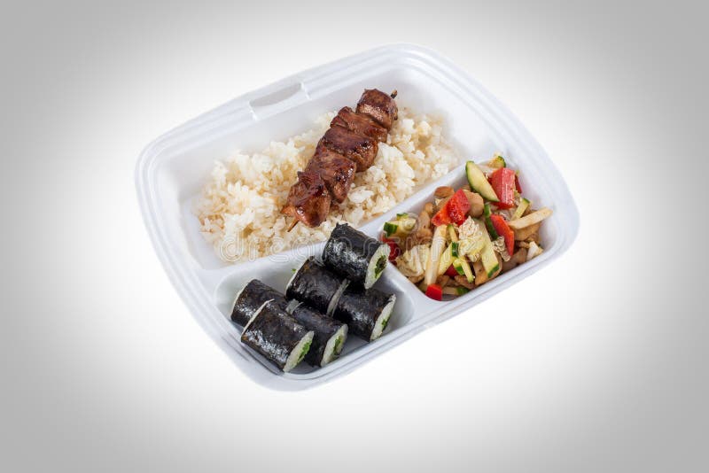 Different Dishes in One Plate Stock Photo - Image of vegetable, plate ...