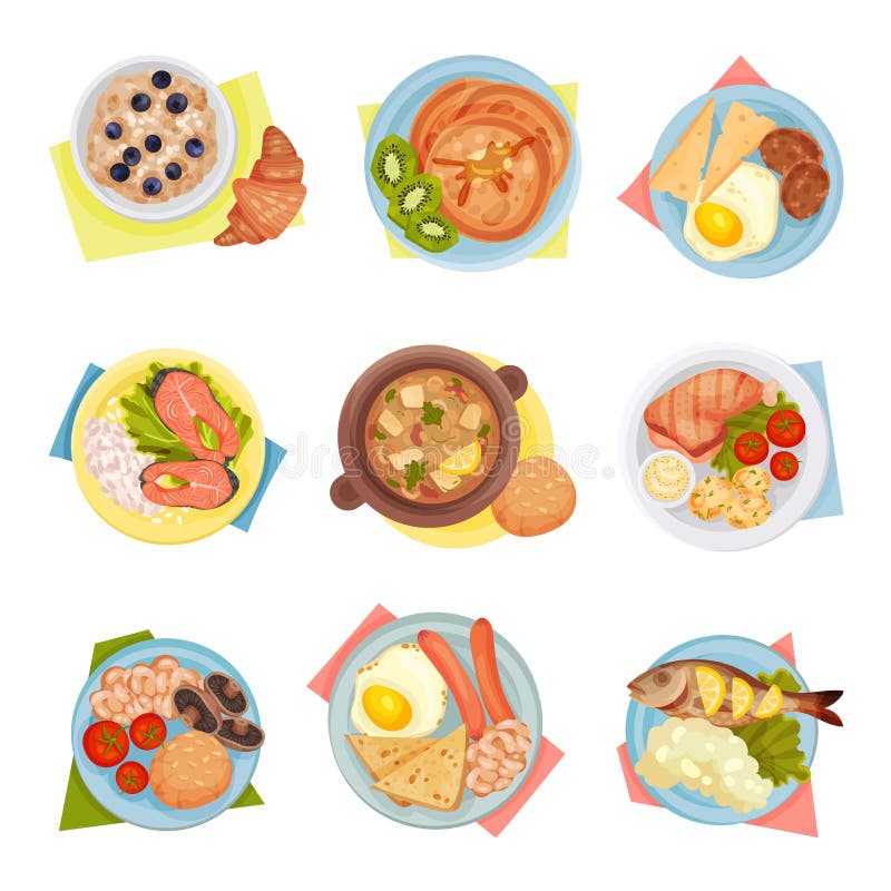 Different Dishes of Authentic English Cuisine Vector Illustration Set ...