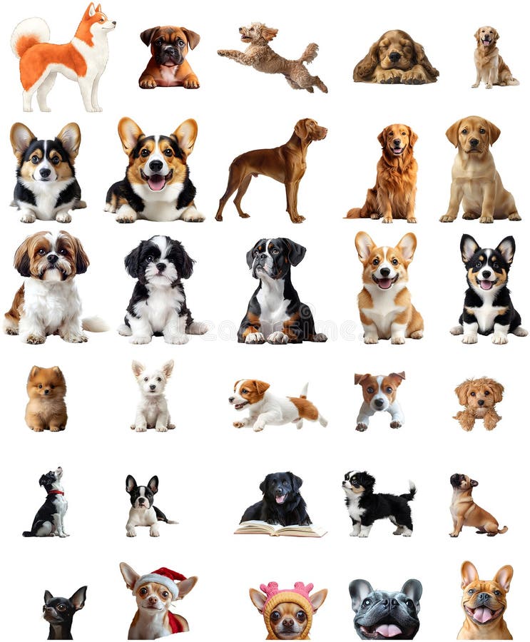 Different Dog Breeds in One Frame Cute Pet Compilation Stock ...