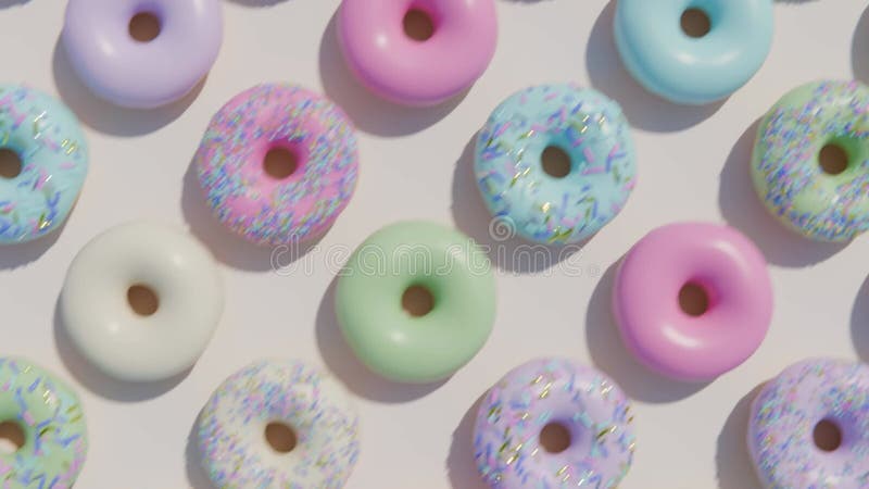 Different Donuts Aligned (grid), Top View Camera Movement Stock Video ...