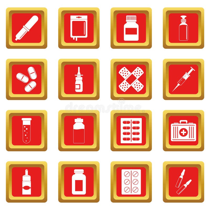 Different Drugs Icons Blue Circle Set Stock Vector - Illustration of ...