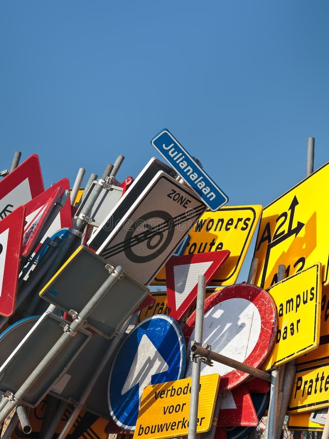 Different Dutch Traffic Signs Against Blue Sky Stock Photos - Free ...