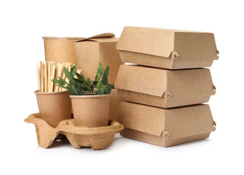 Different Eco Friendly Products on White Background Stock Photo - Image ...