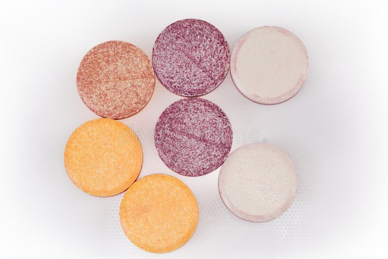 Top View of Different Effervescent Tablets on a White Surface Stock ...