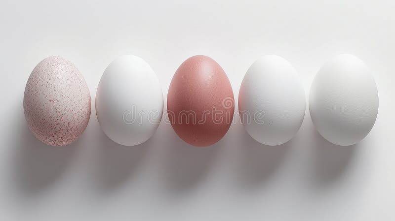 Different Egg Varieties Displayed Side by Side on a White Surface Stock ...