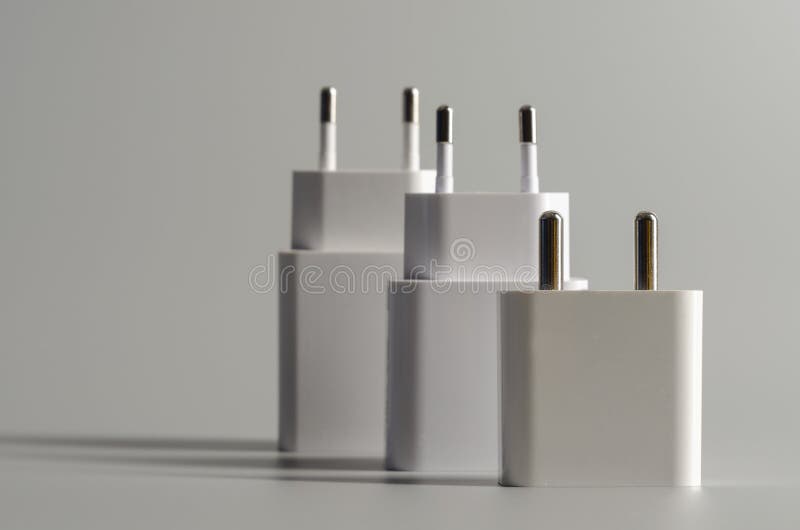 Different Electric Plug Connector on Grey Background Stock Image ...