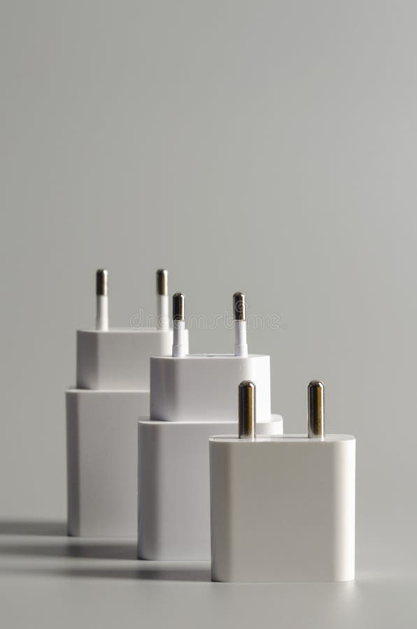 Different Electric Plug Connector on Grey Background Stock Image ...