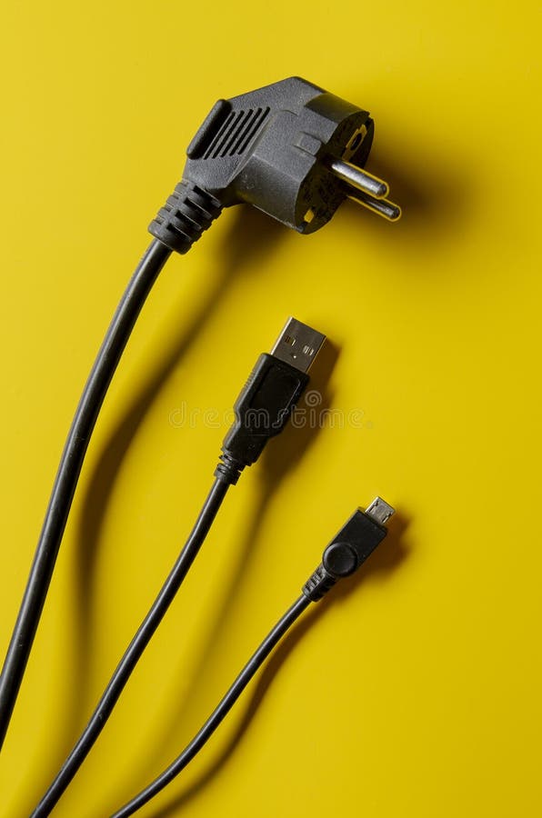 Different Electric Plug Connector on Yellow Background Stock Photo ...
