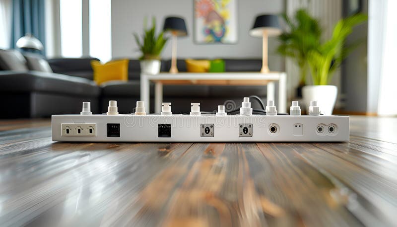 Different Electrical Plugs in Socket and Power Strip on Floor Indoors ...
