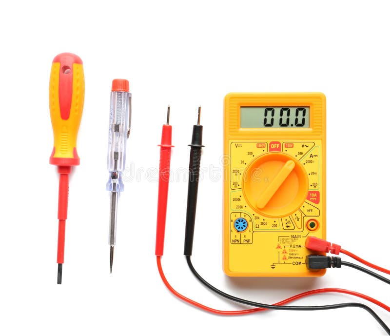 Different Electrician S Tools on White Background Stock Photo - Image ...