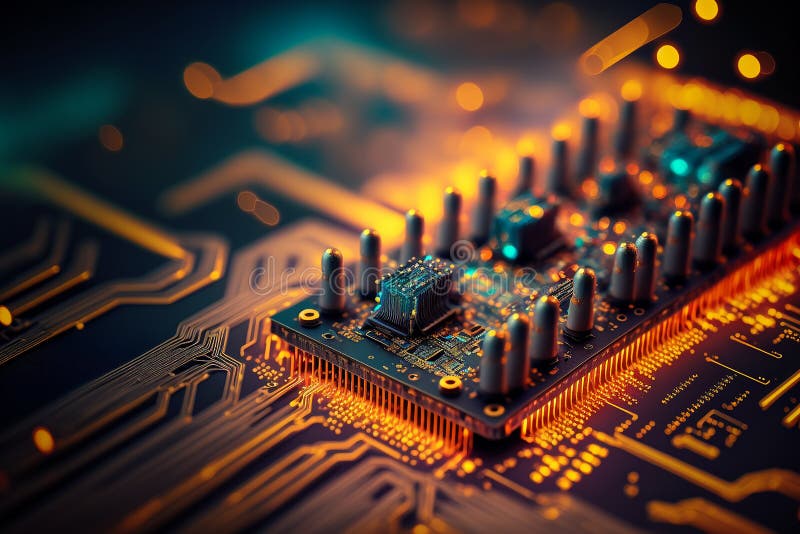 Different Element Printed Circuit Board. Illustration AI Generative ...