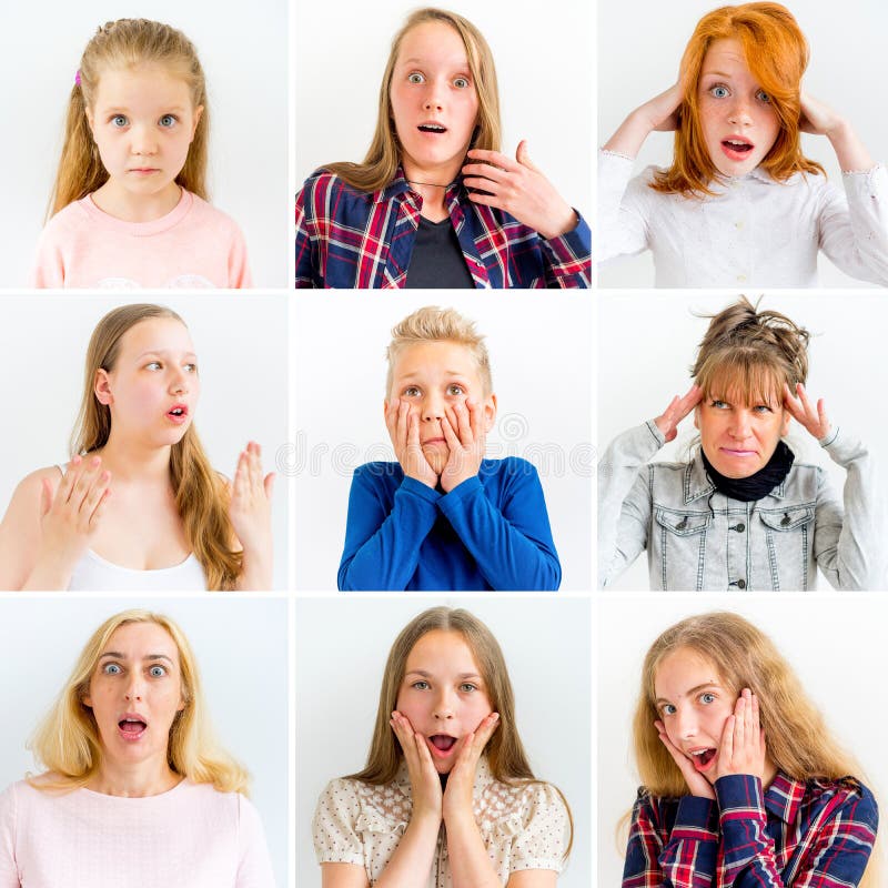 Different emotions collage stock photo. Image of joyful - 99357130
