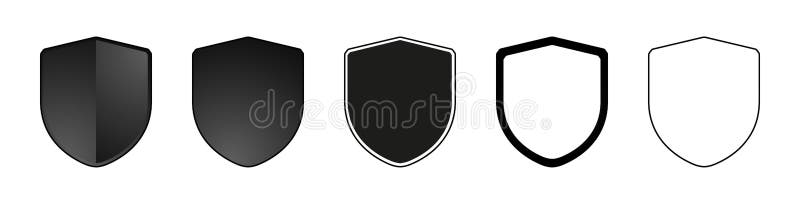 Different Empty Security Shields - Vector Illustration Set - Isolated ...
