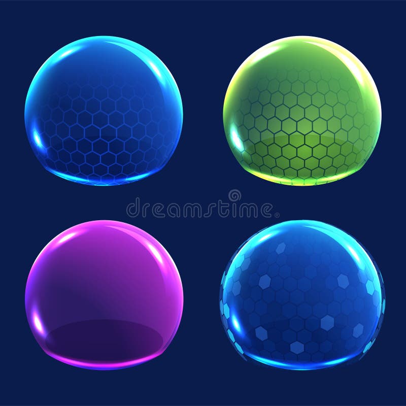 Different Energy Protection Spheres Set Stock Vector - Illustration of ...