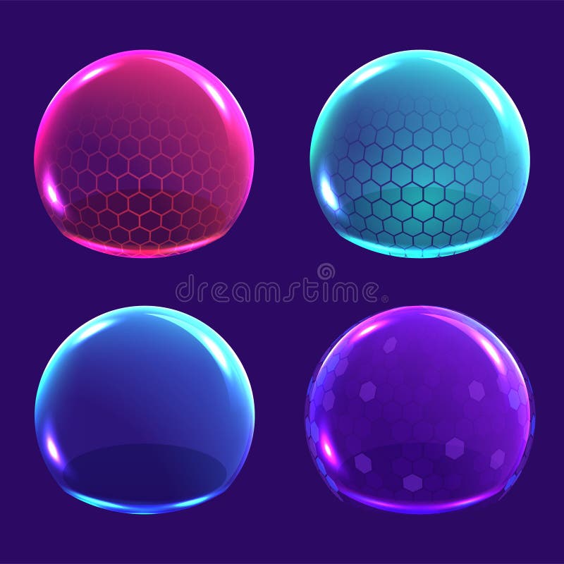 Different Energy Protection Spheres Set Stock Vector - Illustration of ...